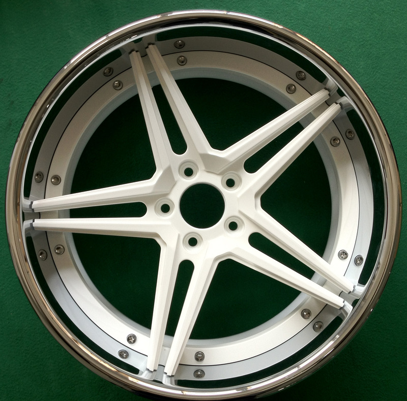 Colored Two Center Aluminum , Deep Concave 3 Piece Forged Car Wheel